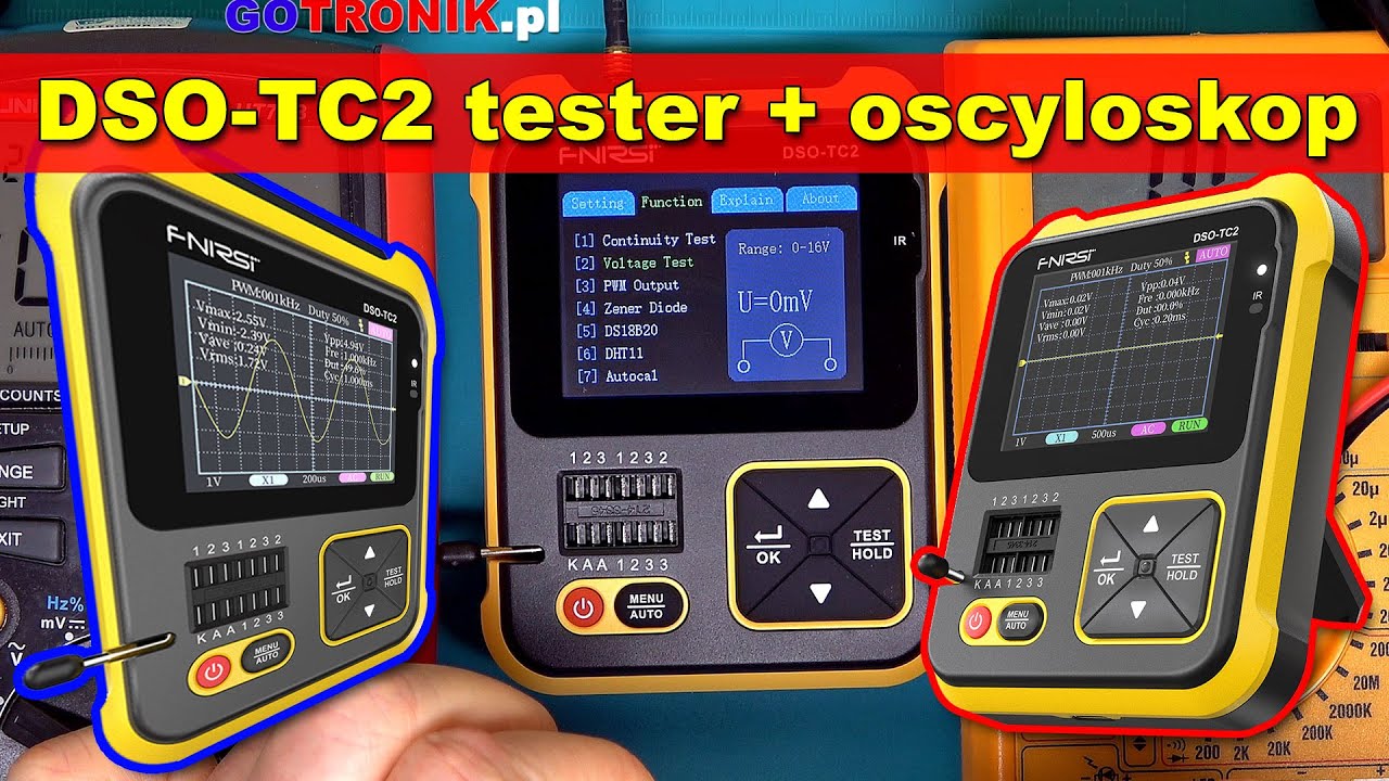 Fnirsi DSO-TC2 oscyloskop i tester elementów elektronicznych LCR RLC ...