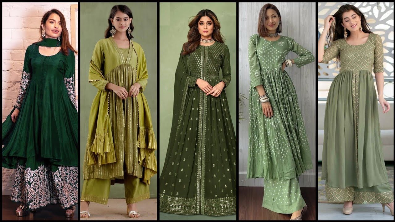 Beautiful Green Color Salwar Kurti Design/Latest Green Color Kurti ...