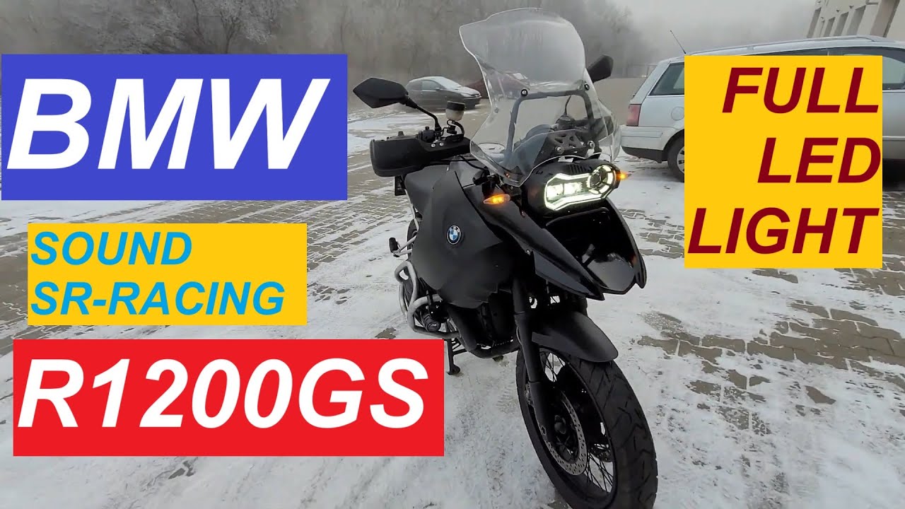 BMW R1200 GS LED lights Sr racing sound exhaust engine - YouTube