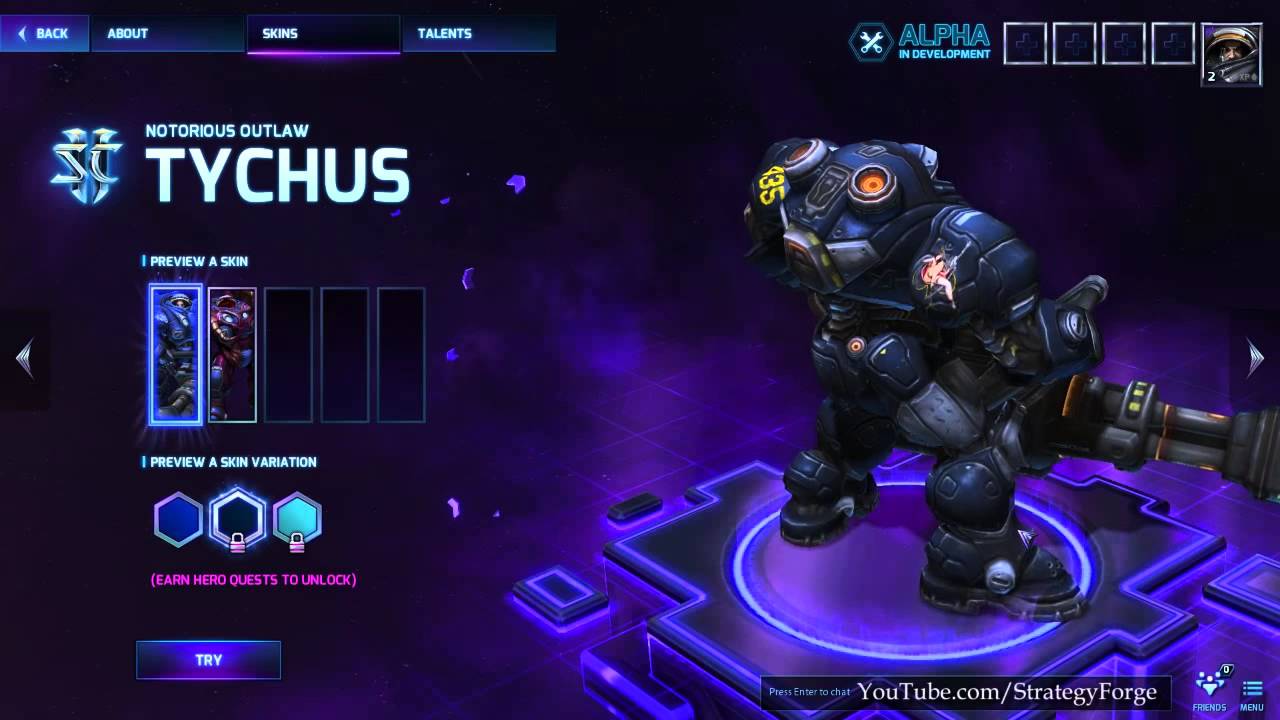 Tychus ALL SKINS & Colors! Heroes of the Storm! - YouTube