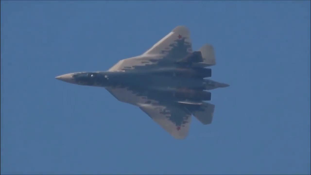Sukhoi Su 57 Takeoff, sound, maneuvers, in action - YouTube