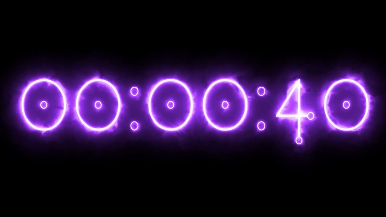 Purple energy neon timer 40 seconds (countdown) - YouTube