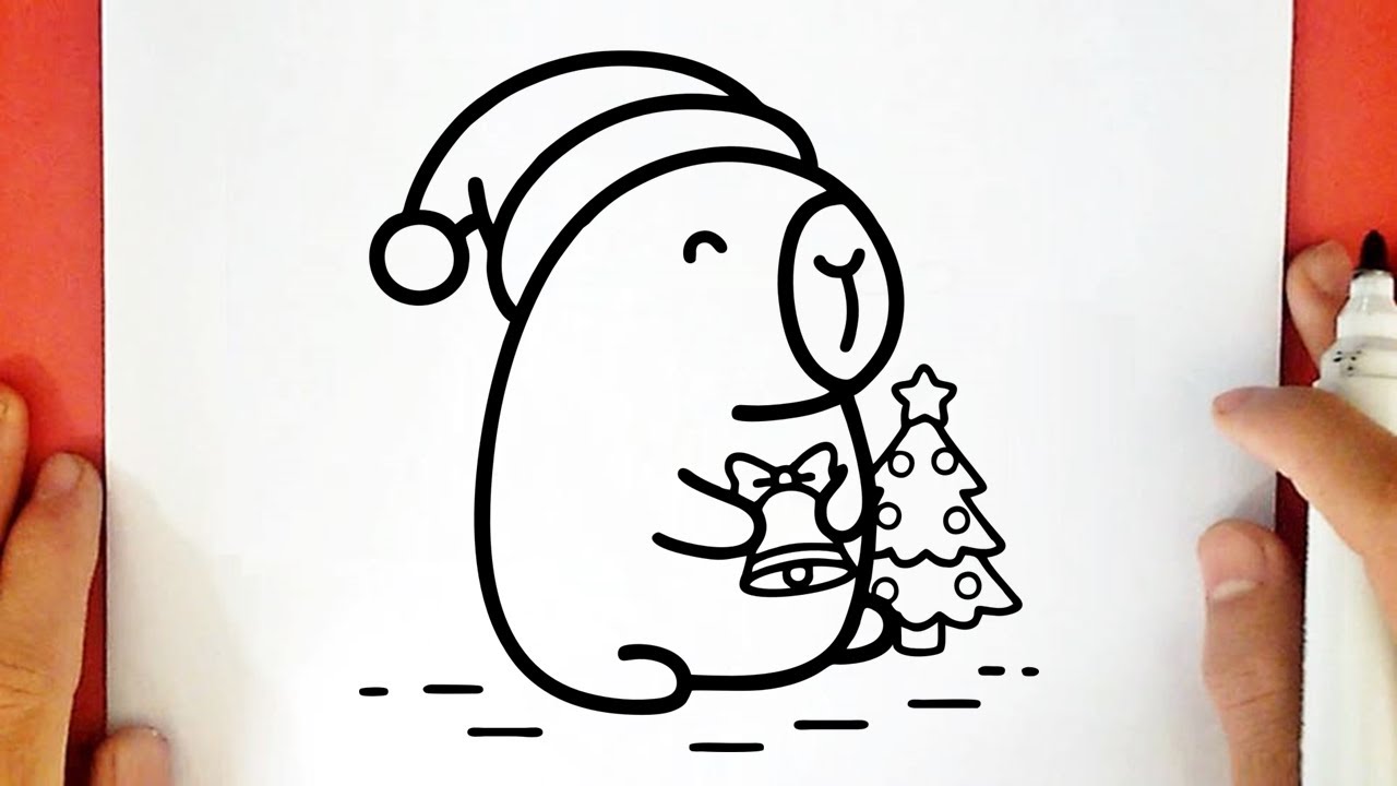 How to DRAW a CUTE CHRISTMAS CAPYBARA - YouTube