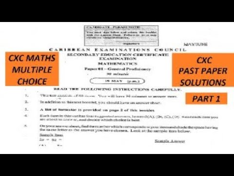 CXC Mathematics |MULTIPLE CHOICE EXAM| Past Paper Solution| CXC|GCSE ...