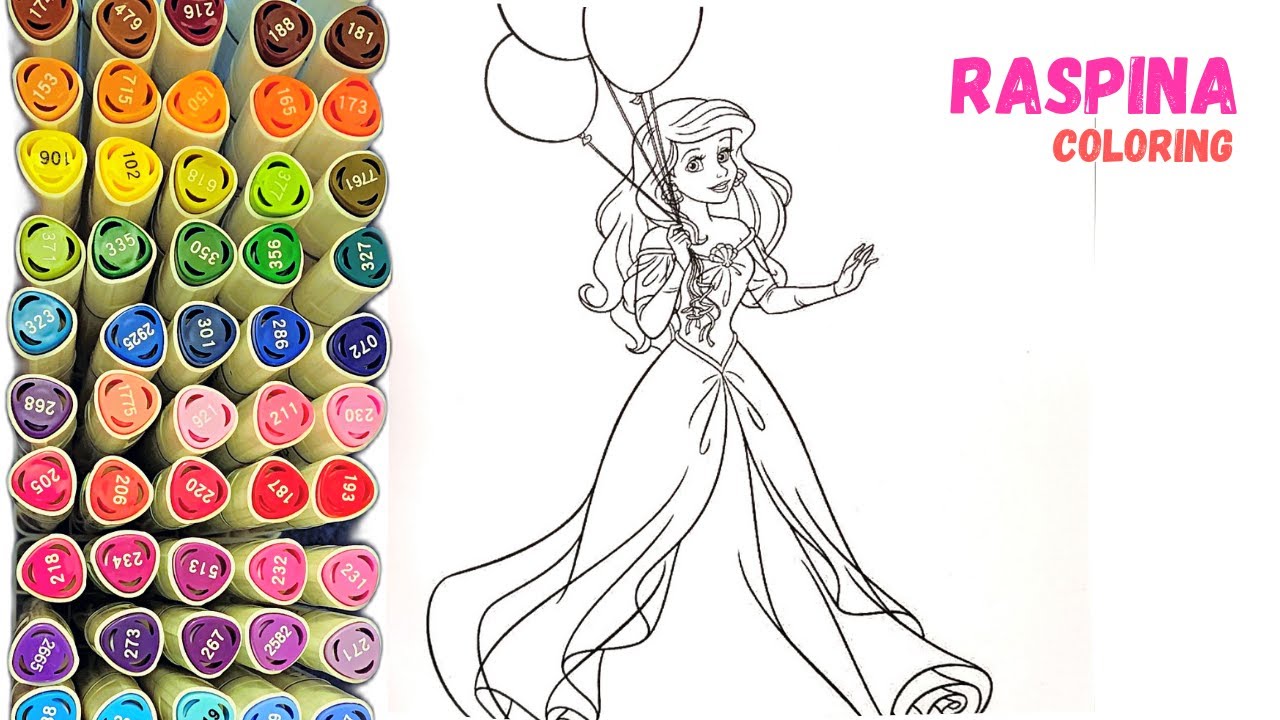🎨🐠 Rapina Coloring pages - Ariel and her balloon friend 🎨🐠 - YouTube
