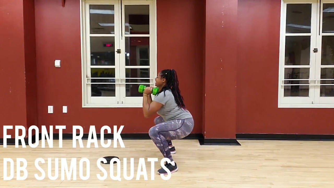 Dumbbell Front Rack Sumo Squats - YouTube