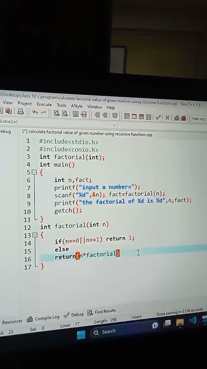 c program to calculate factorial number using function😱😍#trending#coding#shortvideo - YouTube