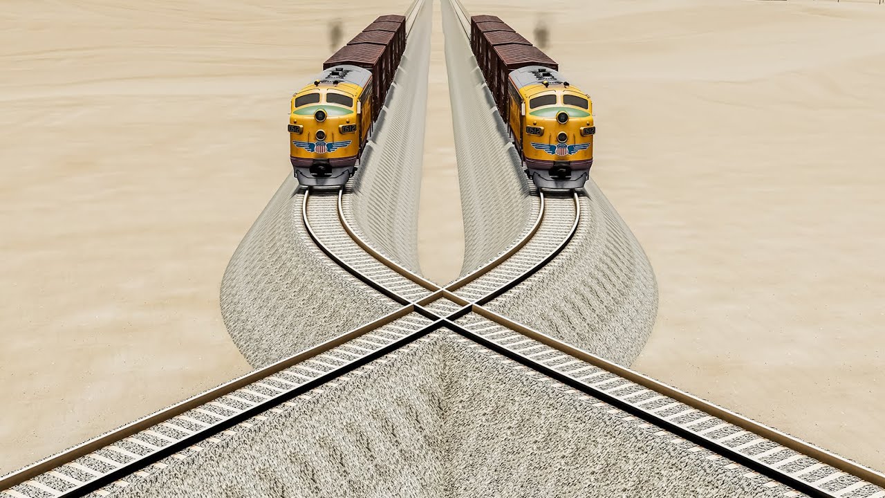 Big Mistake Overlapping Rail Tracks Vs Trains Crossing - BeamNG.Drive ...