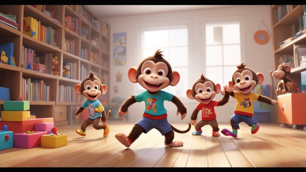 "5 Silly Monkeys 🐵 Jumping Fun! | Original Nursery Rhyme for Toddlers ...