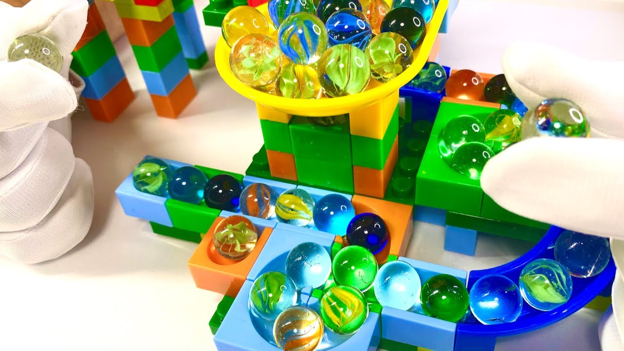 【Marble run race】Assemble and play toys review block coaster - YouTube