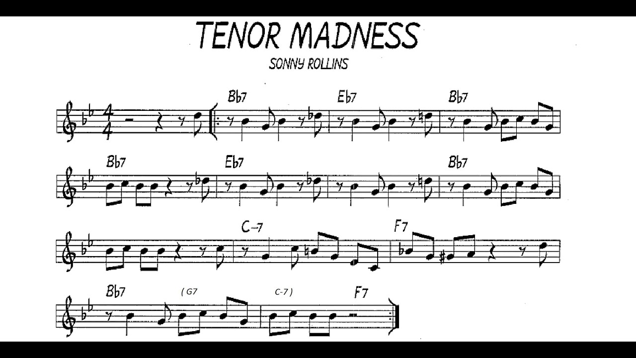 Blues in Bb (Tenor madness) - play along backing track with score ...