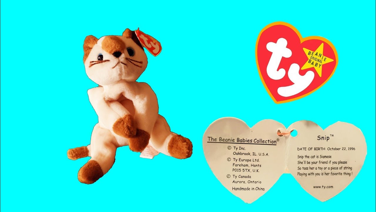 Reviewing a 1992 beanie baby snip the cat. - YouTube