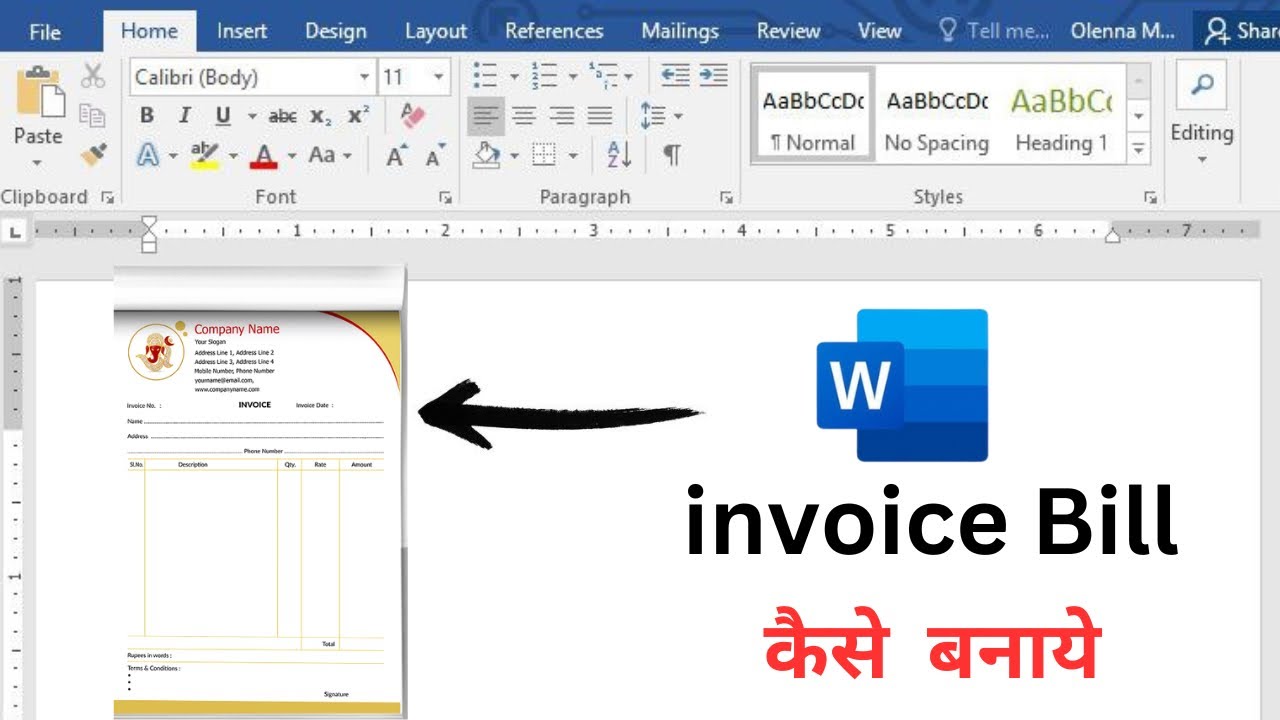 How To Make Bill Book in Ms Word | Bill Invoice कैसे बनाए Ms Word में ...