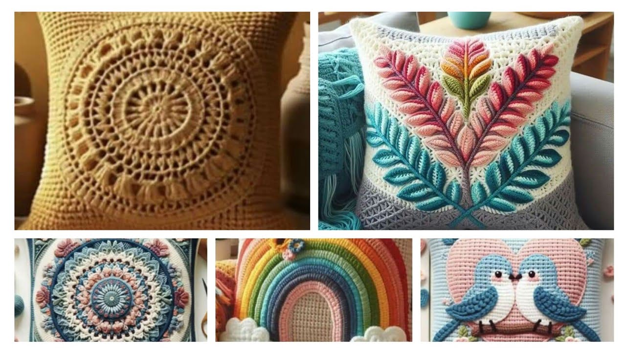 Beautiful Coushions Model Design Knitted with wool #crochet #knitted # ...