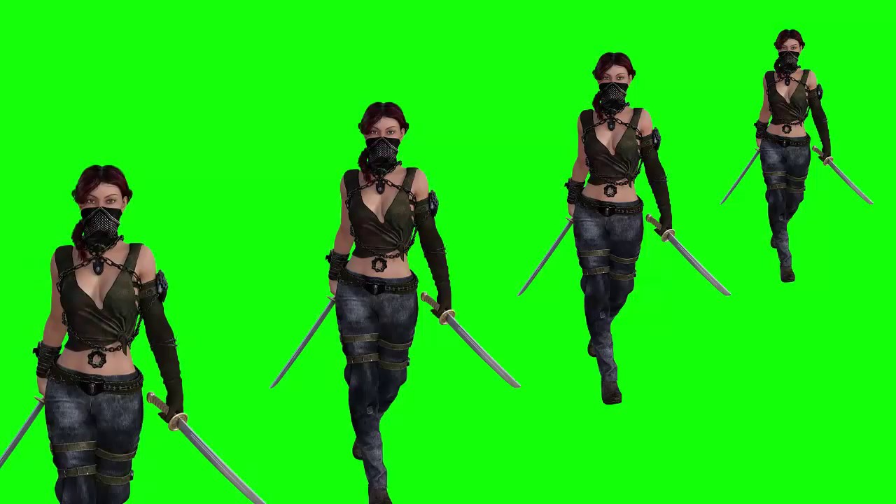 GreenScreen Footage Free Download Video - green screen ninja girl take ...