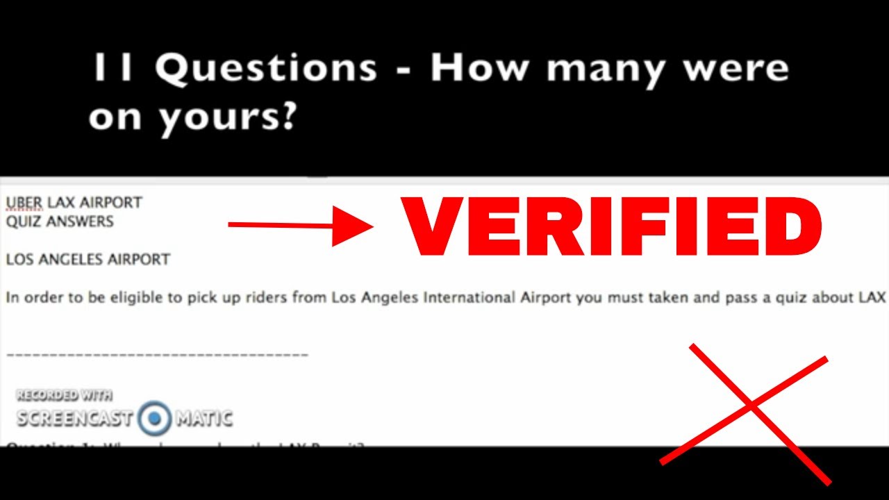 🚗 🚕 Uber LAX Airport Permit Quiz Test ANSWERS - YouTube