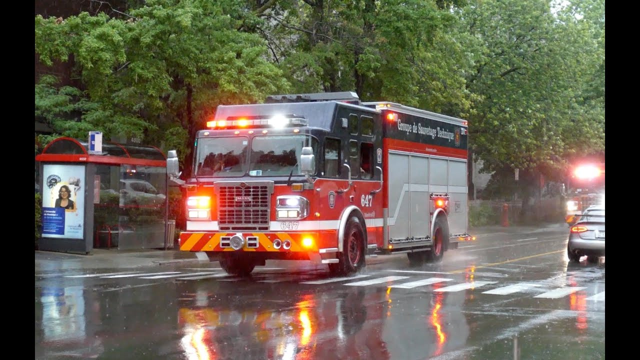 Fire trucks responding /Montreal Fire Department/ Service Sécurité ...