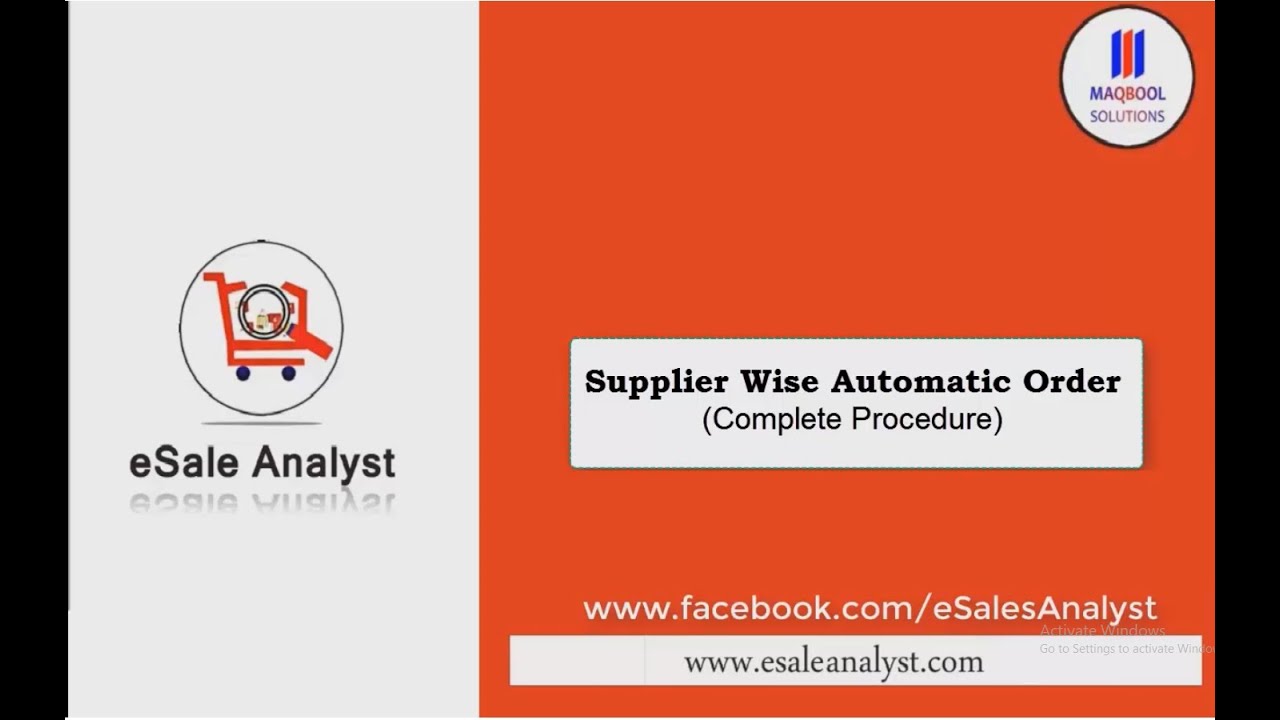 How to Create Supplier Wise Automatic Order | eSales Analyst POS ...