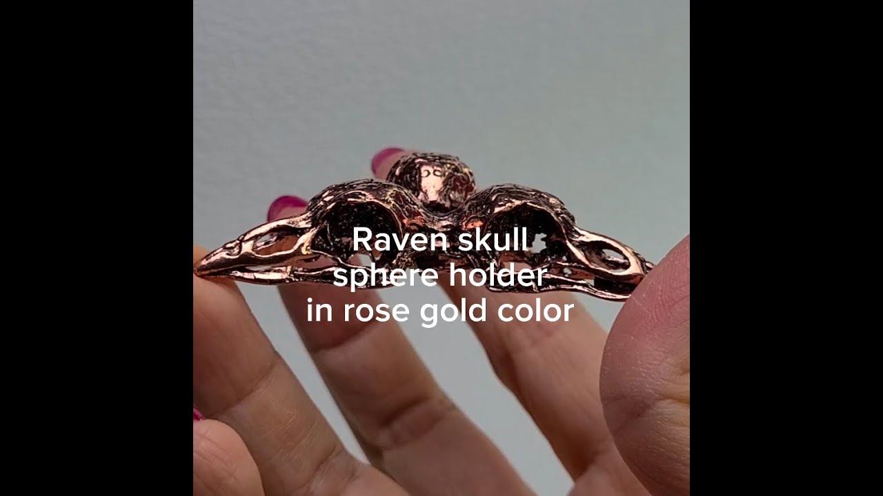 Raven skull small sphere holder in rose gold color - STN31 - YouTube