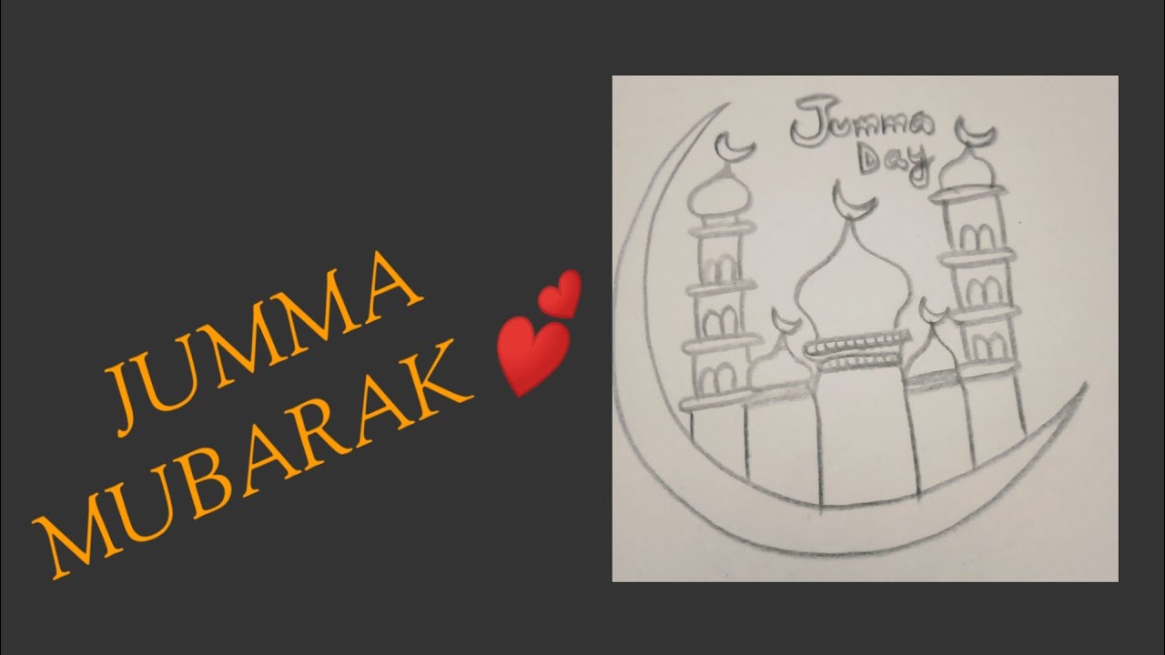 How to draw Jumma Mubarak drawing step by step || Islamic video ...