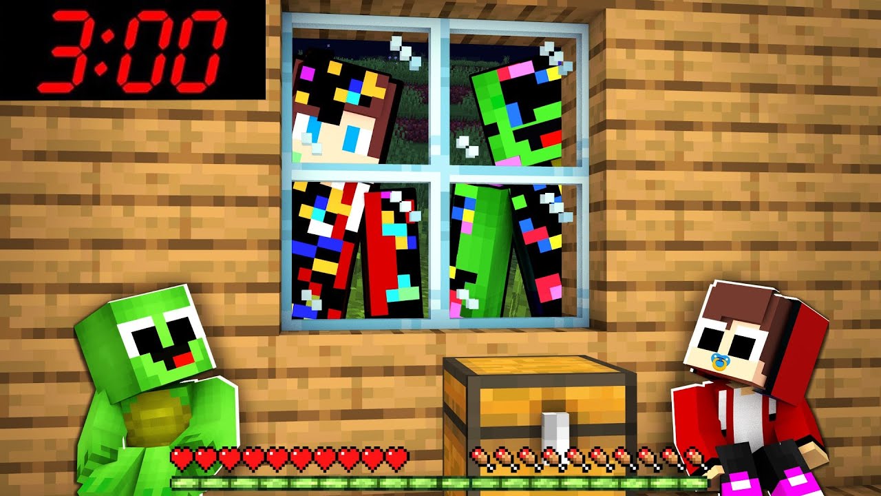Glitch JJ and Mikey From Window at 3:00 AM knock Family JJ Minecraft gameplay Thanks to Maizen ...