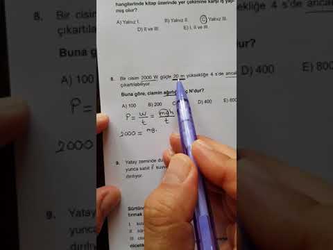 Eba 9. Sınıf kazanım kavrama testi 13 (Enerji-1) Çözümler