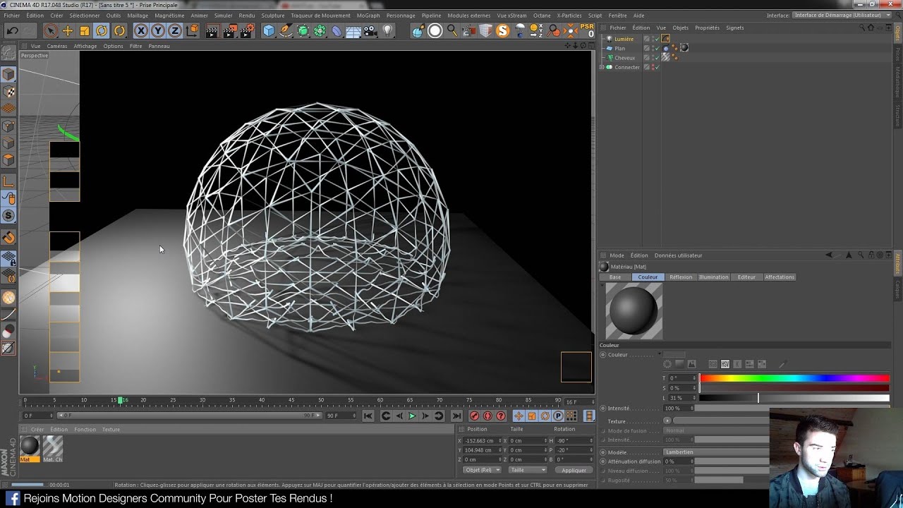 Dynamic Wireframe avec L'outil Hair Cinema 4D | Tuto Débutant C4D - YouTube