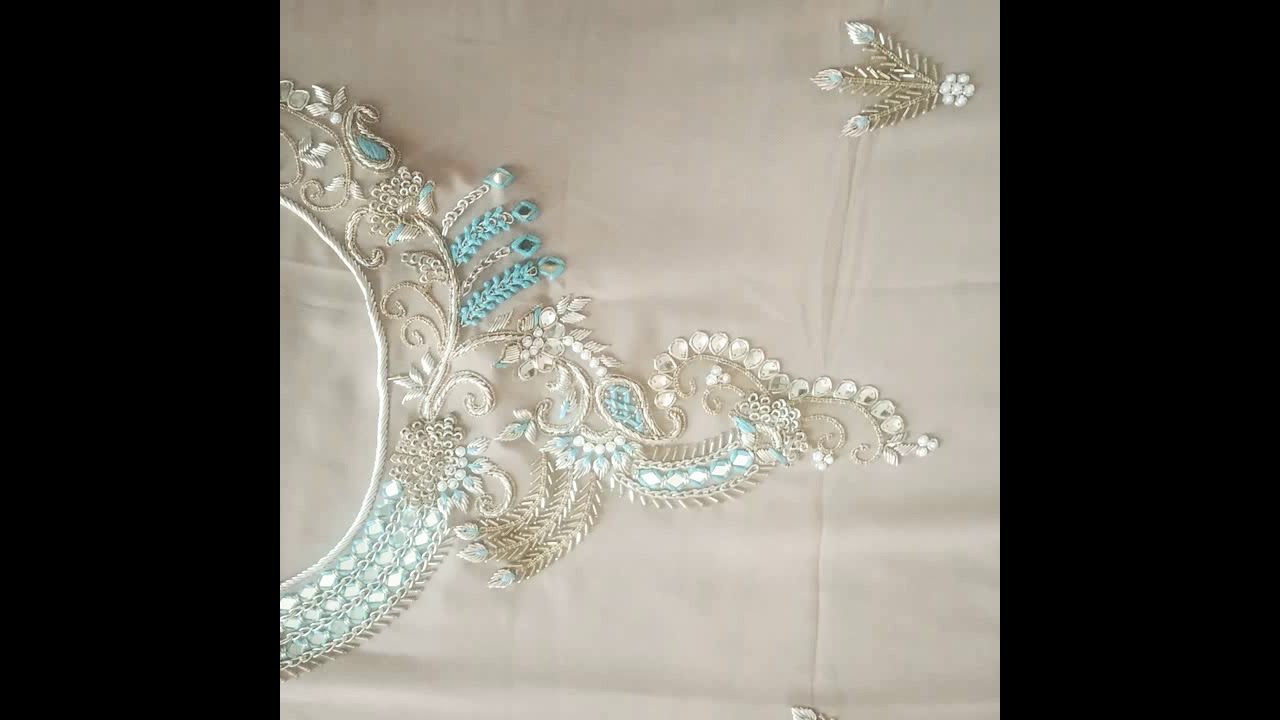 Zari hand work suit dupatta// zardoji work //embroidery// latest design ...