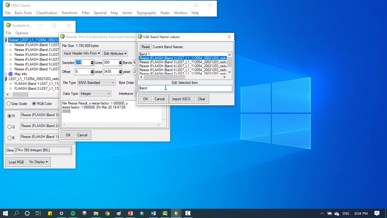 11. ENVI Image Processing: Editing Image Band Names - YouTube