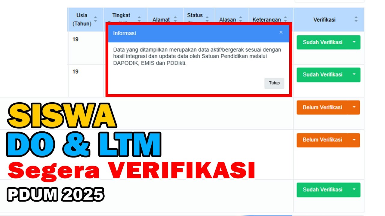Cara Verifikasi Siswa DO dan LTM - YouTube