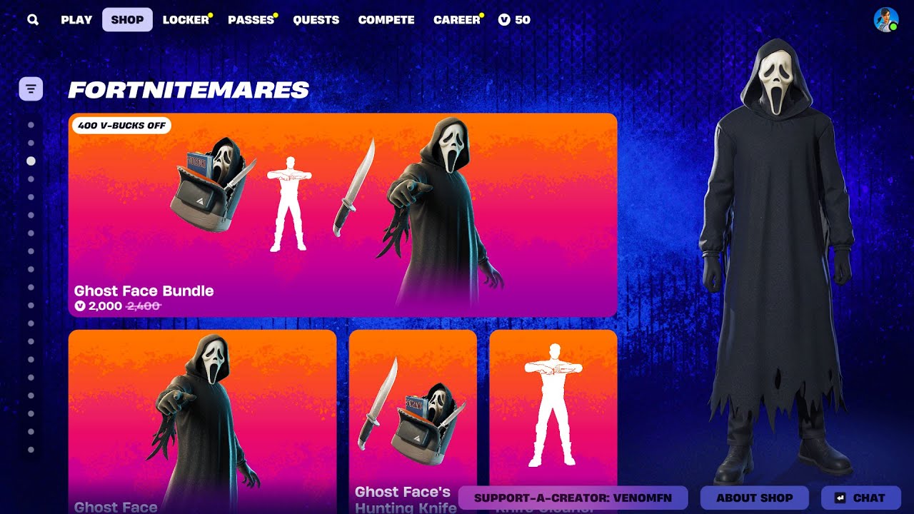 Ghost Face Cosmetics w/Emote Fortnite Item Shop Showcase - YouTube