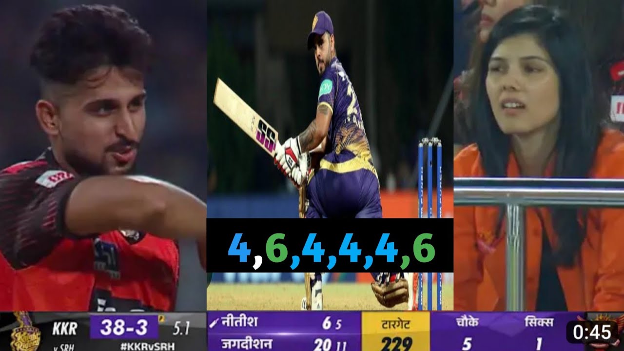 kkr vs srh highlight nitesh rana vs umran malik 6 bolls 28 run 4,6,4,4 ...