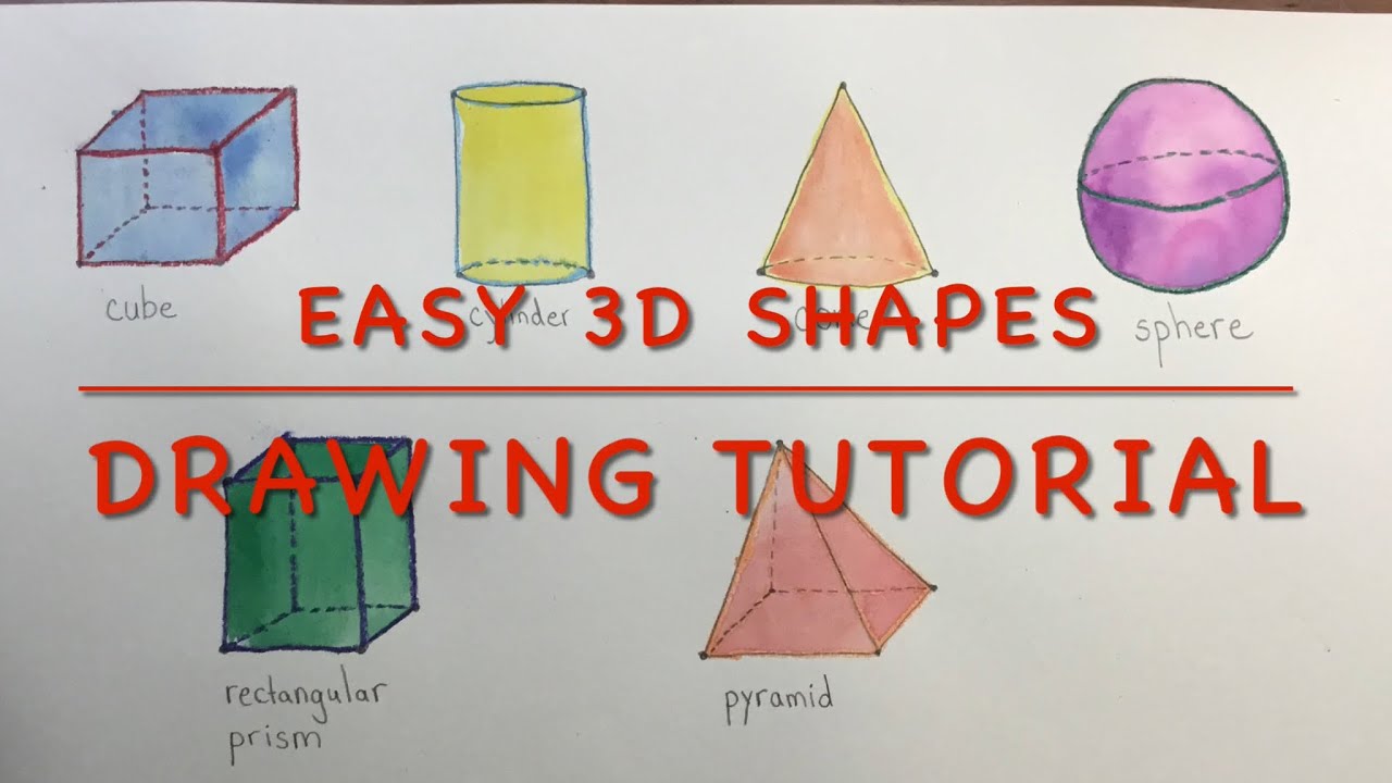 Easy 3D Shapes Drawing Tutorial & Watercolor Crayon Resist: Updated ...
