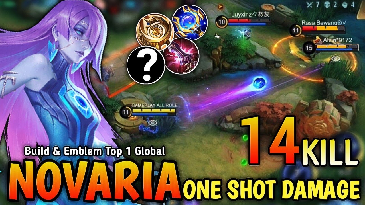 100% ONE SHOT DAMAGE!! 14 Kills Novaria Best Build and Perfect Emblem ...