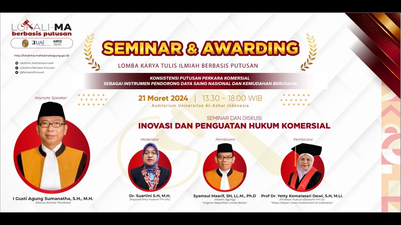 SEMINAR & AWARDING LOMBA KARYA TULIS ILMIAH BERBASIS PUTUSAN - YouTube