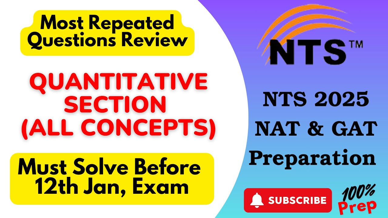 COMSATS NTS NAT GAT | Quantitative Section Concepts Overview : Must ...