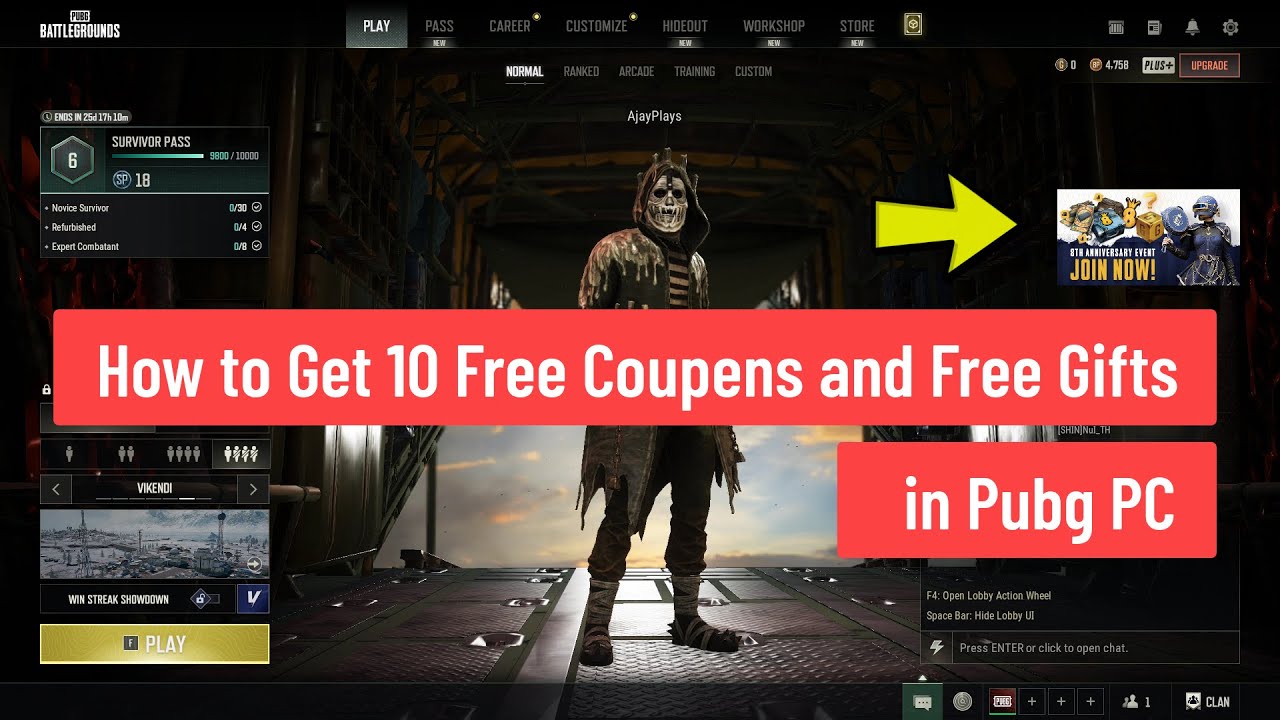 How to Get 10 Free Coupens and Free Gifts in Pubg PC 8th Anniversary ...