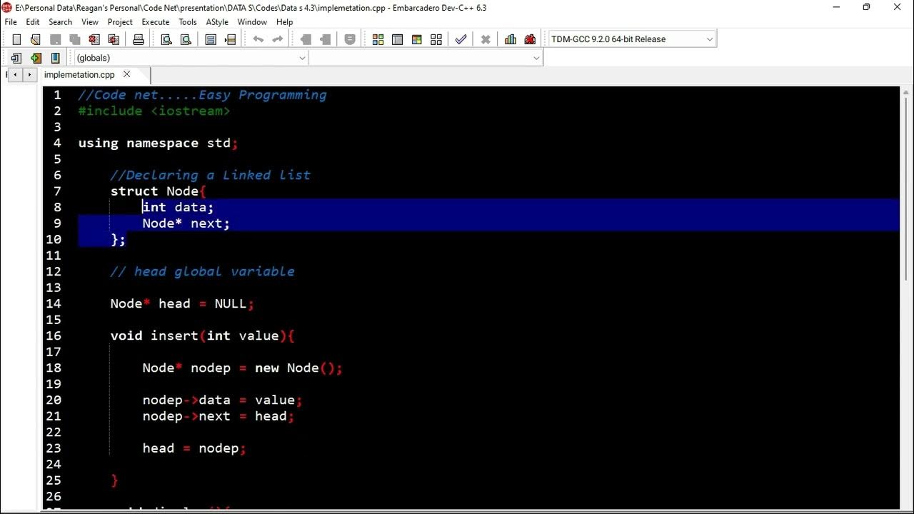 IMPLEMETATION OF LINKED LIST part 3 - YouTube