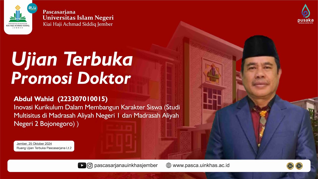 Ujian Terbuka Disertasi Promosi Doktor Abdul Wahid (223307010015) - YouTube
