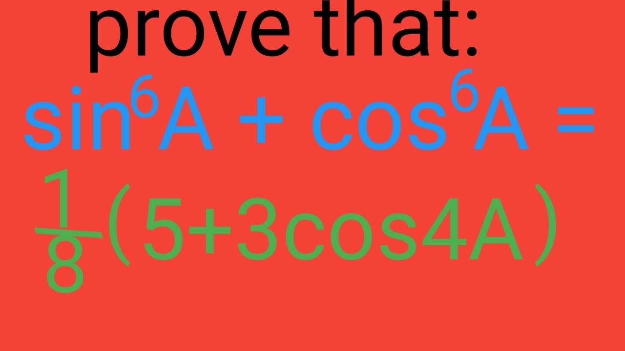 #Trigonometric# most important question for see exam#prove that: sin^6A ...