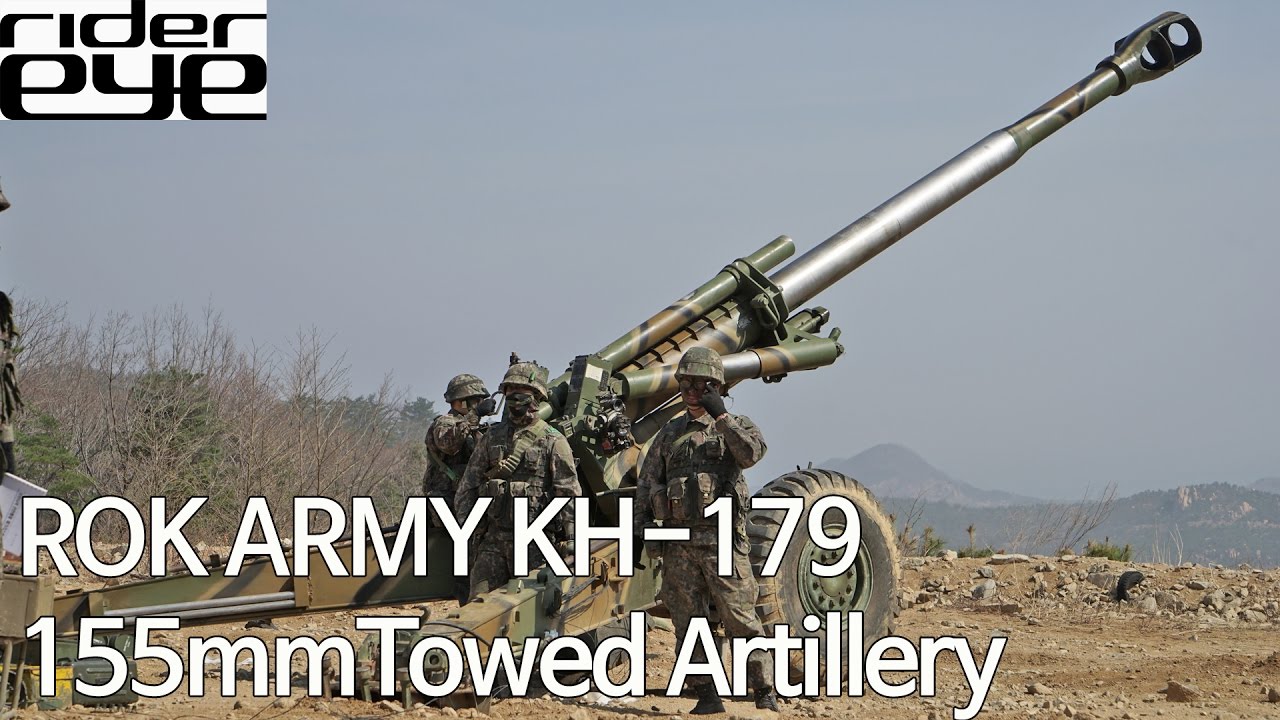 대한민국 육군 22사단 율곡부대 155mm견인포 사격/Shot of ROK ARMY KH-179 155mmTowed ...