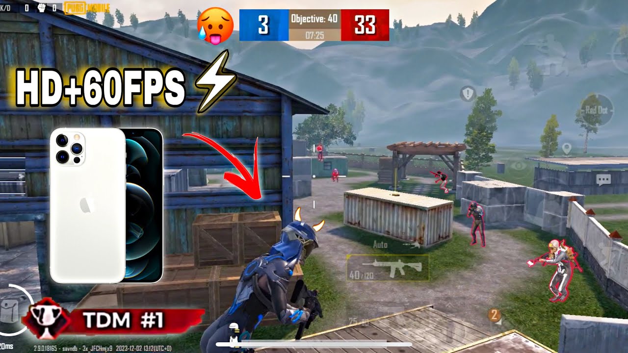 IPHONE 12 PRO MAX HD + EXTREME 60 FPS ⚡️TDM FULL MATCH | PUBG MOBILE ...