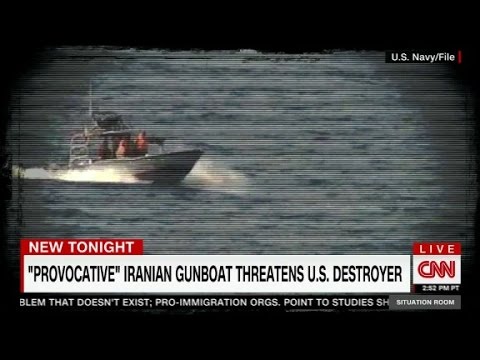 Iran fast attack craft near U.S. destroyer - YouTube