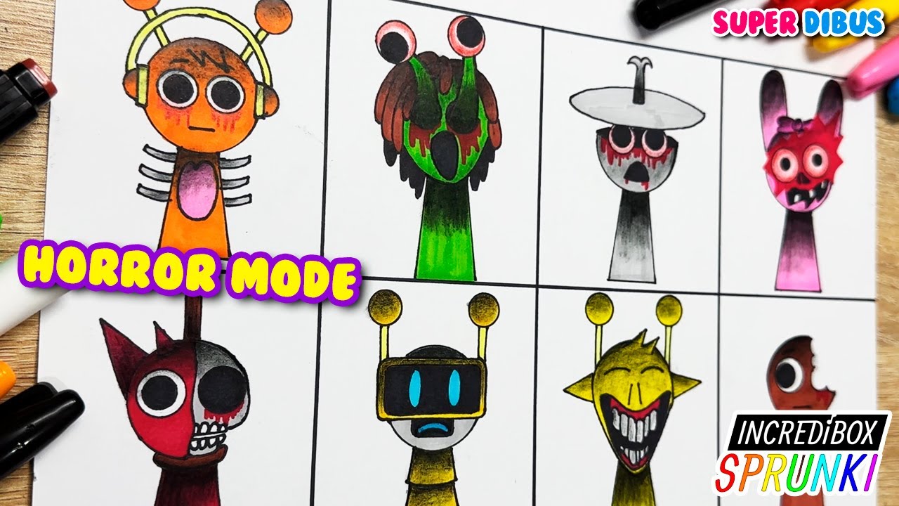 Como Dibujar y colorear a Personajes de INCREDIBOX SPUNKI Horror Mode ...