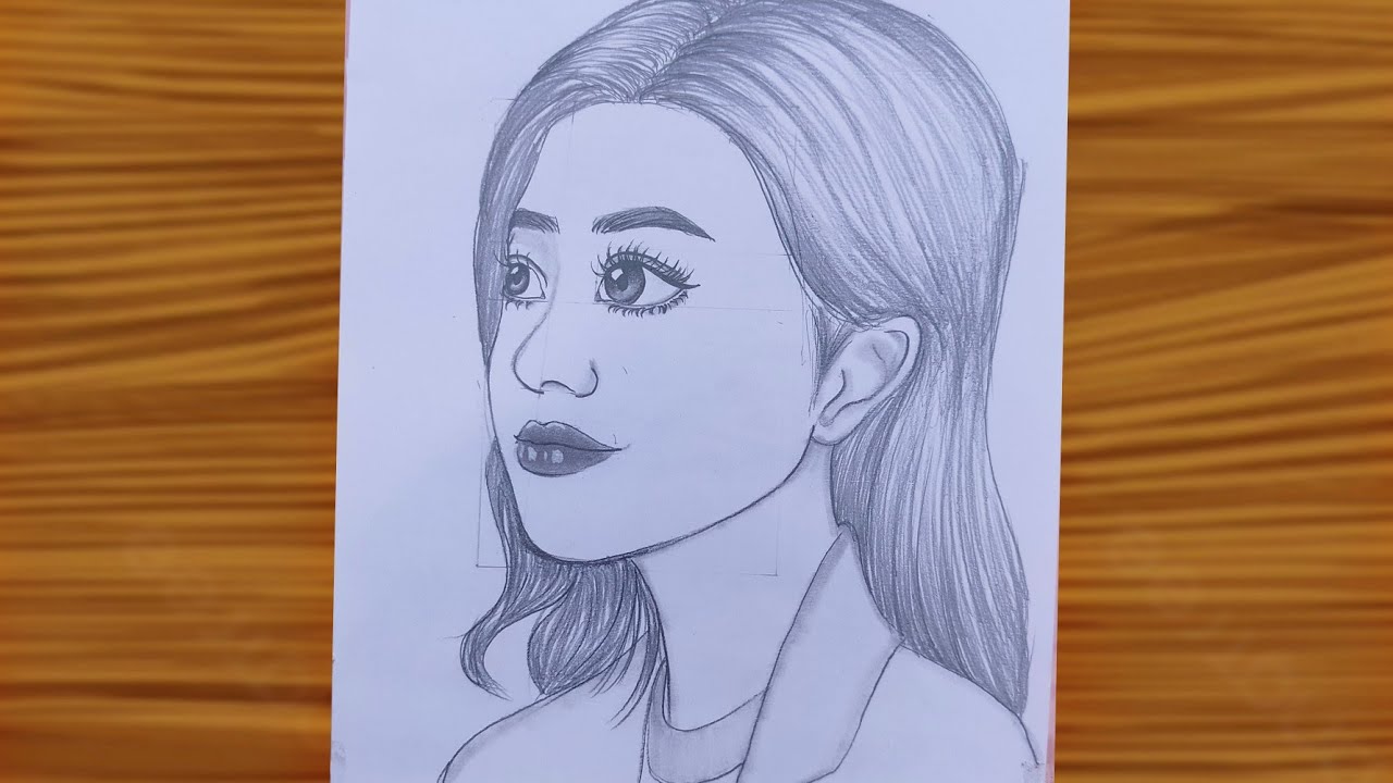 how to draw a girl - step by step // pencil sketch drawing // drawing ...