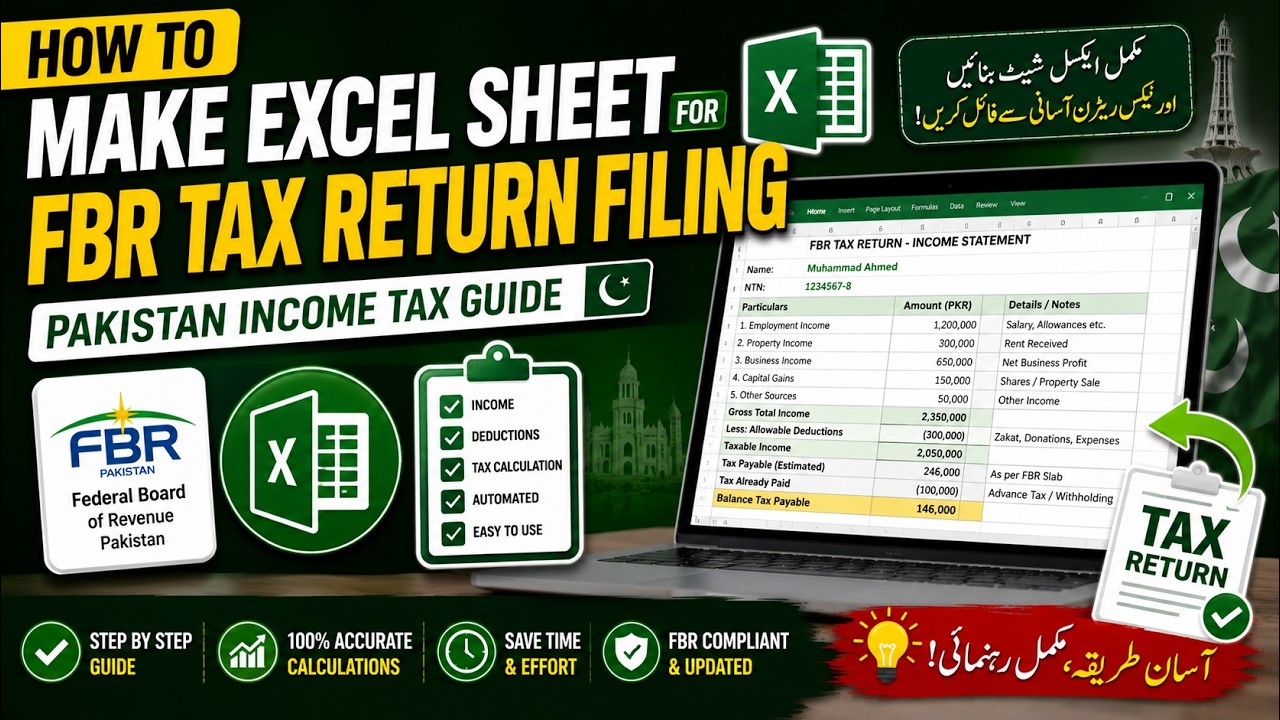 How to Make Excel Sheet for FBR Tax Return Filing | Pakistan Income Tax ...