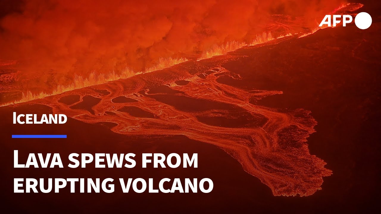 Lava spews from erupting volcano on Iceland's Reykjanes peninsula | AFP ...