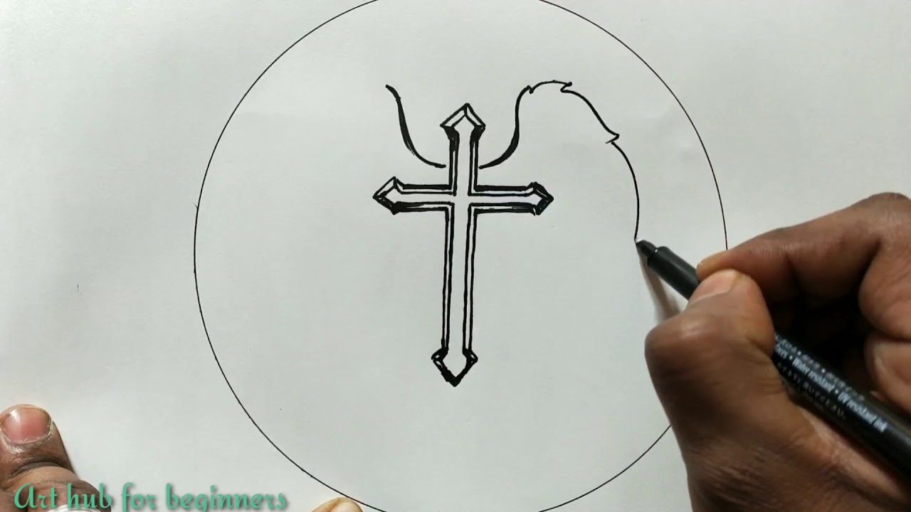 How To Draw A Cool Cross With Wings