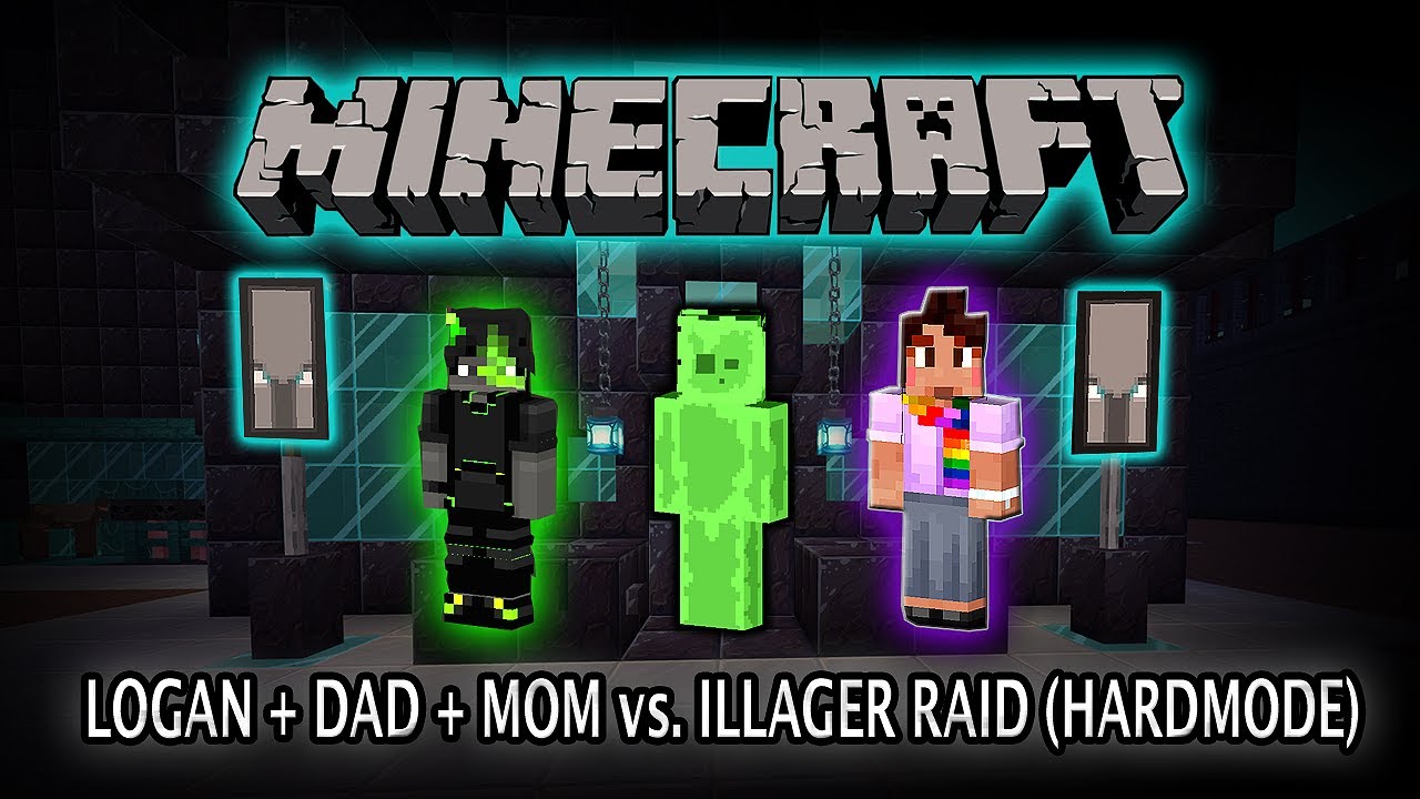 Minecraft - Logan & Parents vs. Hardmode Illager Raid - YouTube