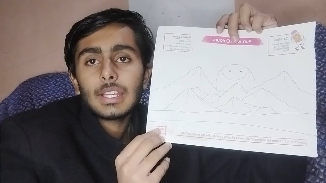 Color the picture of moon mountain and land with colored pencils ...